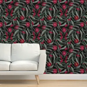 Spoonflower Eucalyptus 100% Natural Sisal Grasscloth Wallcovering
