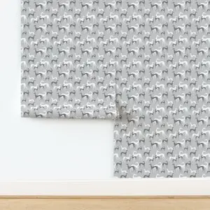 Spoonflower Greyhound Sighthounds Neutral White Hound Custom Pre-pasted Wallpaper