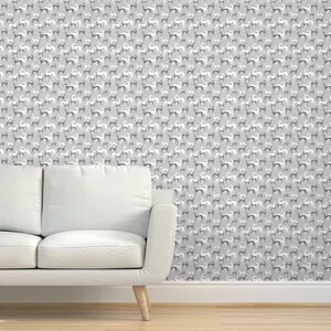 Spoonflower Greyhound Sighthounds Neutral White Hound Custom Pre-pasted Wallpaper