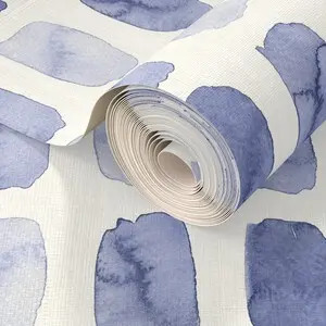 Spoonflower Very Peri Hand Painted Watercolor Strokes 100% Natural Sisal Grasscloth Wallcovering Purple