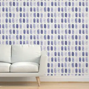 Spoonflower Very Peri Hand Painted Watercolor Strokes 100% Natural Sisal Grasscloth Wallcovering - Purple