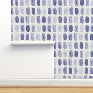 Spoonflower Very Peri Hand Painted Watercolor Strokes 100% Natural Sisal Grasscloth Wallcovering - Purple