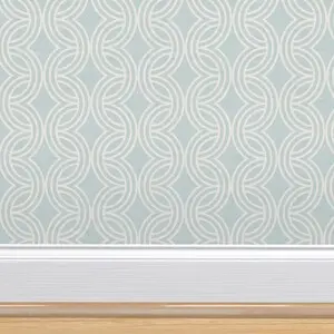 Spoonflower Neutral Geometric Soft Blue Rainbow White Vintage 100% Natural Sisal Grasscloth Wallcovering