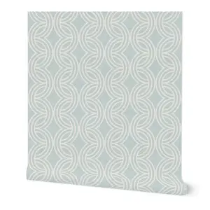 Spoonflower Neutral Geometric Soft Blue Rainbow White Vintage 100% Natural Sisal Grasscloth Wallcovering