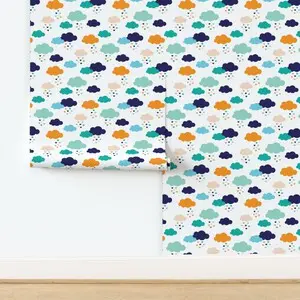 Spoonflower Colorful Scandinavian Style Modern Clouds Hearts Custom Removable Wallpaper
