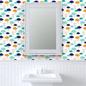 Spoonflower Colorful Scandinavian Style Modern Clouds Hearts Custom Removable Wallpaper