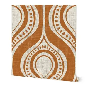 Spoonflower Large Jumbo Scale Relic Burnt Orange 100% Natural Sisal Grasscloth Wallcovering - White,orange