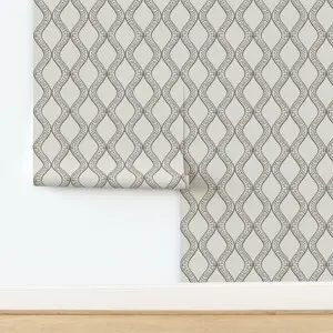 Spoonflower Damask French Lattice Trellis Idclassic19 Custom Pre-pasted Wallpaper