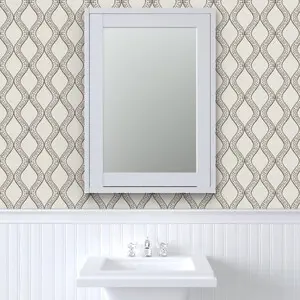 Spoonflower Damask French Lattice Trellis Idclassic19 Custom Pre-pasted Wallpaper