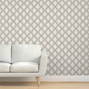 Spoonflower Damask French Lattice Trellis Idclassic19 Custom Pre-pasted Wallpaper