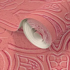 Spoonflower Contemplating A Victorian Ceiling 100% Natural Sisal Grasscloth Wallcovering - Pink