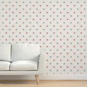 Spoonflower Red And Blue Stars 100% Natural Sisal Grasscloth Wallcovering