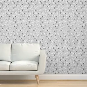 Spoonflower Shark Fins In Ocean Custom Pre-pasted Wallpaper - Gray