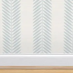 Spoonflower Reverse Double Textured Vine Light Blue 100% Natural Sisal Grasscloth Wallcovering - Blue,white