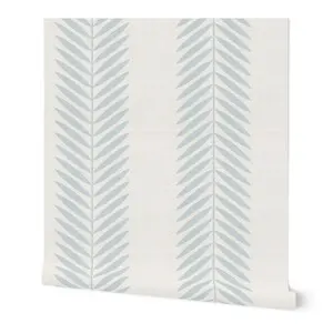 Spoonflower Reverse Double Textured Vine Light Blue 100% Natural Sisal Grasscloth Wallcovering - Blue,white
