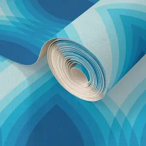 Spoonflower Ocean Chevron Stripe Blues Nautical Beach Stripes 100% Natural Sisal Grasscloth Wallcovering - Blue,white