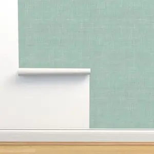 Spoonflower Seaglass Light Blue 100% Natural Sisal Grasscloth Wallcovering - Green