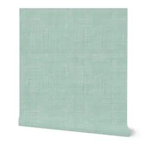 Spoonflower Seaglass Light Blue 100% Natural Sisal Grasscloth Wallcovering - Green