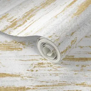 Spoonflower Texture White Neutral Gold Custom Pre-pasted Wallpaper - Gray,brown,beige