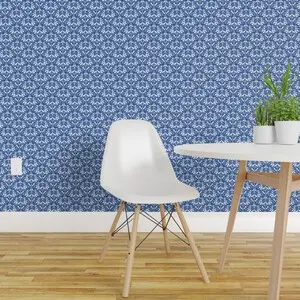 Spoonflower Cat Kitten Kitty Silhouette Damask Chinoiserie Custom Pre-pasted Wallpaper