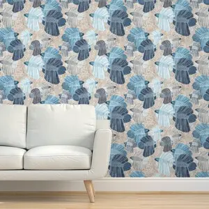 Spoonflower Tropical Fish Blue Siamese Ocean Aquatic Animals Custom Pre-pasted Wallpaper