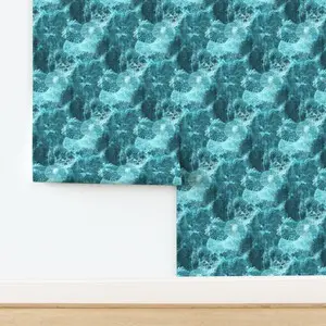 Spoonflower Retro Seaweed Science Ocean Watercolour Traditional Wallpaper