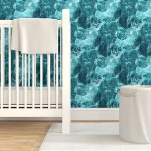 Spoonflower Retro Seaweed Science Ocean Watercolour Traditional Wallpaper