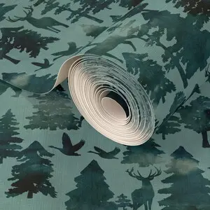 Spoonflower The Wild North 100% Natural Sisal Grasscloth Wallcovering - Blue