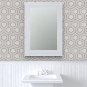 Spoonflower Hexagon Geometric Honeycomb Grey Custom Pre-pasted Wallpaper