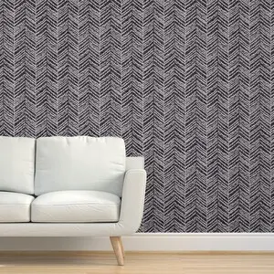 Spoonflower Black Feathers Decor Wave Texture Custom Removable Wallpaper