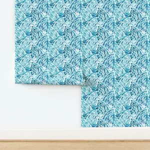 Spoonflower Ocean Life Fish Sea Waves Oceans Love Modern Traditional Wallpaper - Blue
