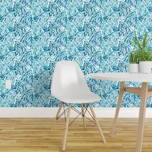Spoonflower Ocean Life Fish Sea Waves Oceans Love Modern Traditional Wallpaper - Blue