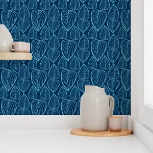 Spoonflower Leaves Hosta Leaf Custom Pre-pasted Wallpaper