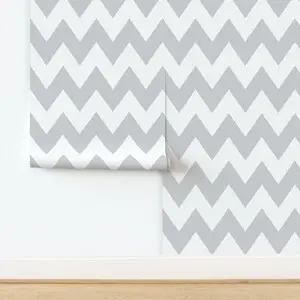 Spoonflower Chevron Light Grey Custom Pre-pasted Wallpaper