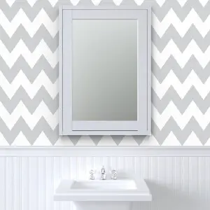 Spoonflower Chevron Light Grey Custom Pre-pasted Wallpaper