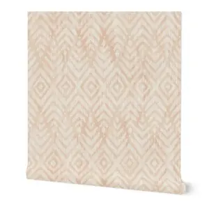 Spoonflower Rustic Geometric Ikat Peach Blush 100% Natural Sisal Grasscloth Wallcovering