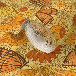 Spoonflower The Viceroy Medium 100% Natural Sisal Grasscloth Wallcovering - Orange