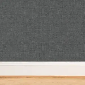 Spoonflower Charcoal Solid Rustic Custom Pre-pasted Wallpaper - Gray
