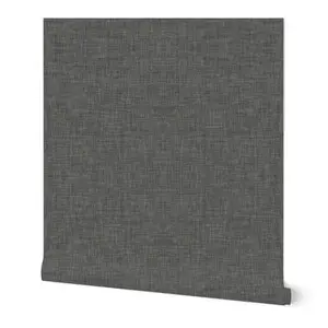 Spoonflower Charcoal Solid Rustic Custom Pre-pasted Wallpaper - Gray