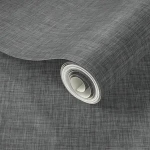 Spoonflower Charcoal Solid Rustic Custom Pre-pasted Wallpaper - Gray