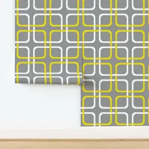 Spoonflower Squircle Lock Trellis Mod Modern Graphic Geometric Custom Pre-pasted Wallpaper