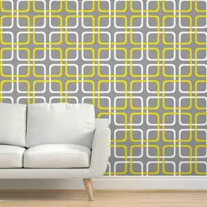 Spoonflower Squircle Lock Trellis Mod Modern Graphic Geometric Custom Pre-pasted Wallpaper