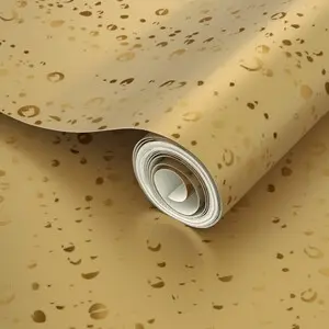 Spoonflower Drops Gold Dots Gold Confetti Gold Spots Gold Custom Removable Wallpaper - Gray,brown