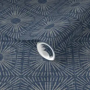 Spoonflower Blue Grey Abstract Navy Decor Custom Pre-pasted Wallpaper