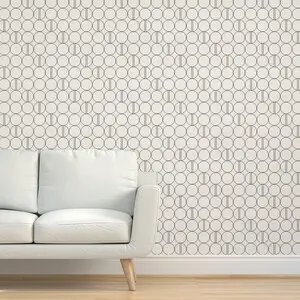 Spoonflower Core Large White With Black Lines 100% Natural Sisal Grasscloth Wallcovering