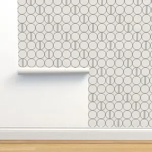 Spoonflower Core Large White With Black Lines 100% Natural Sisal Grasscloth Wallcovering