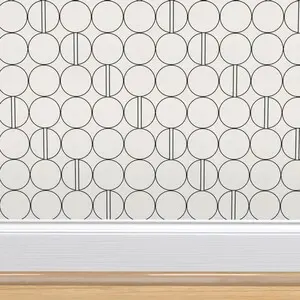 Spoonflower Core Large White With Black Lines 100% Natural Sisal Grasscloth Wallcovering