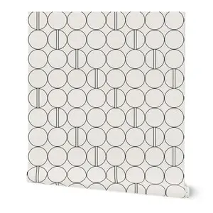Spoonflower Core Large White With Black Lines 100% Natural Sisal Grasscloth Wallcovering