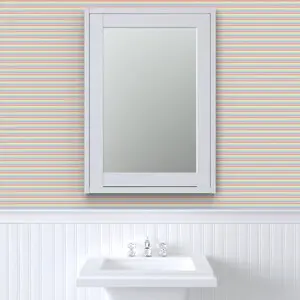 Spoonflower Stripes Horizontal Colorful Custom Pre-pasted Wallpaper