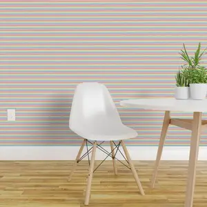 Spoonflower Stripes Horizontal Colorful Custom Pre-pasted Wallpaper